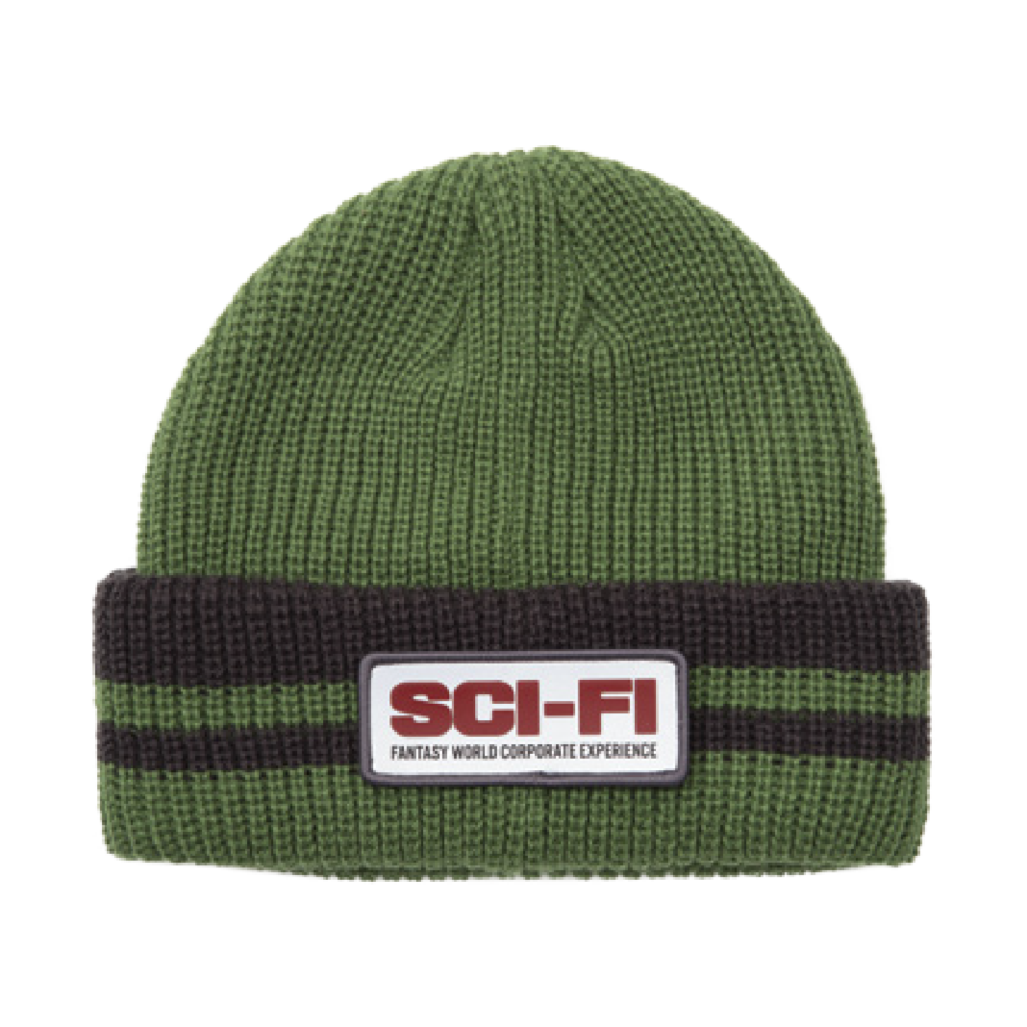 Reflective Patch Striped Beanie – Sci-Fi Fantasy